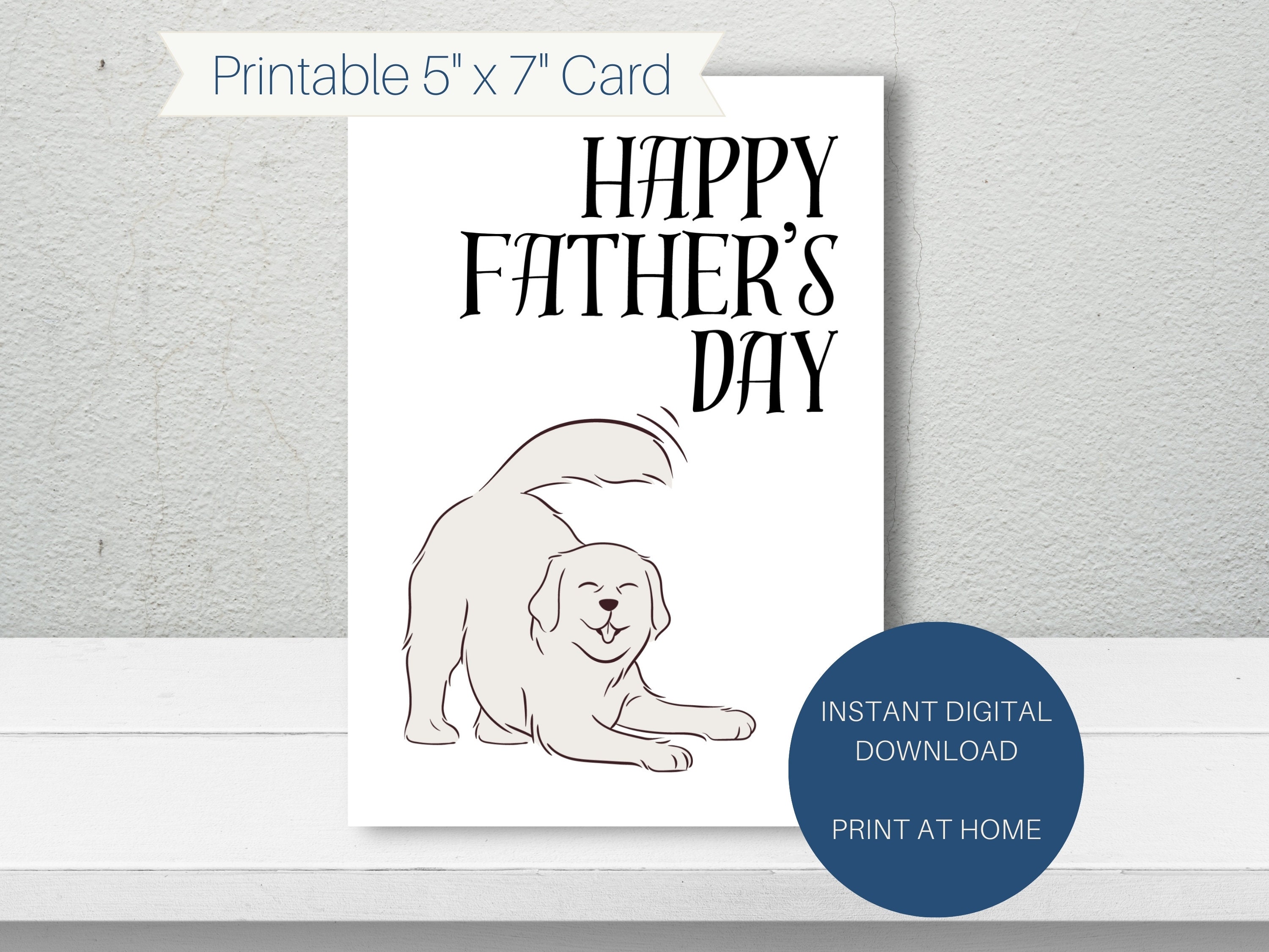 Golden Retriever Father's Day Card From Dog for Daddy, Printable ...