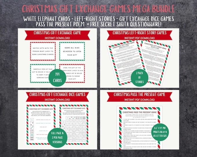 White Elephant Gift Exchange Left Right Games, Christmas Pass the ...