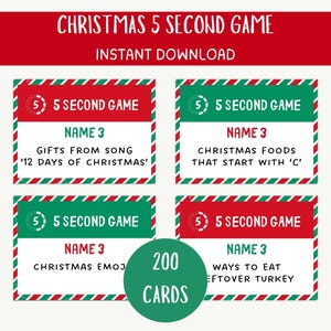 Christmas 5 Second Game Printable Christmas Party Game Adult Christmas ...