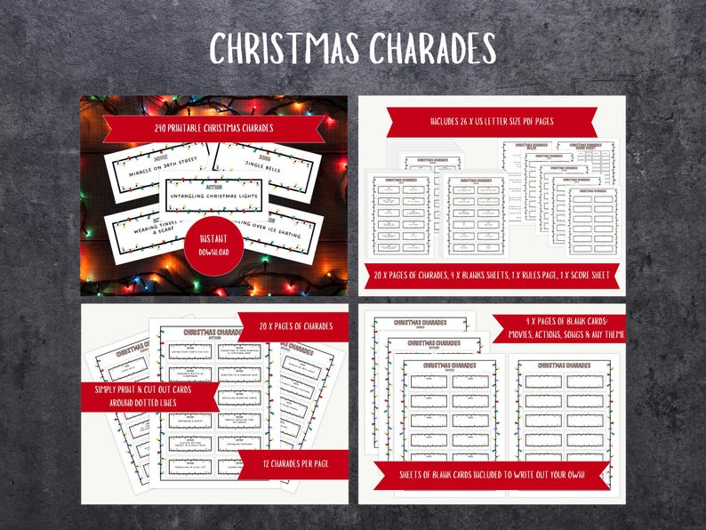 Adult Christmas Game Printable Christmas Party Game for Group Bundle ...