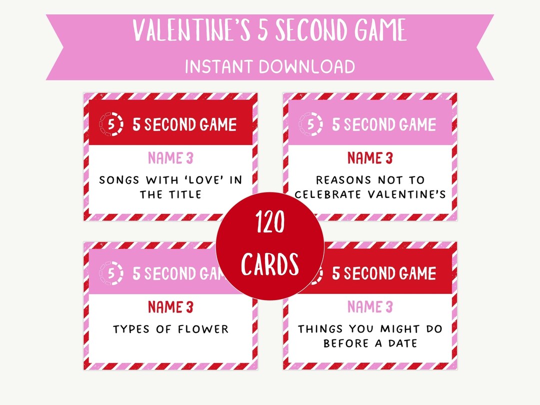 Valentine Game Valentine 5 Second Game Galentine Game Printable ...