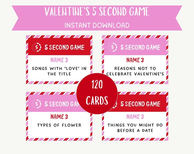 Valentine Game Valentine 5 Second Game Galentine Game Printable ...