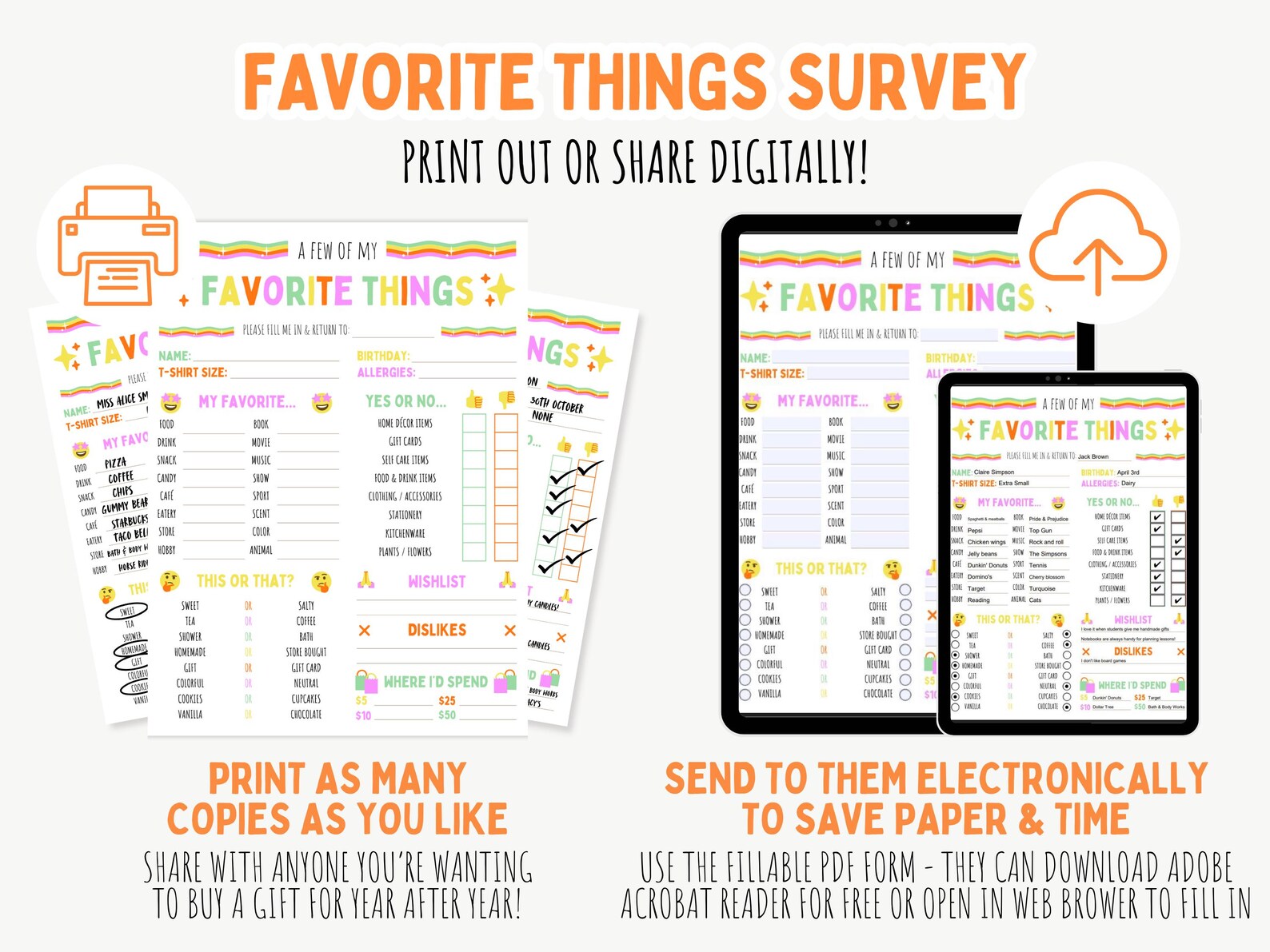 My Favorite Things List Team Building Questionnaire Get to Know Me ...