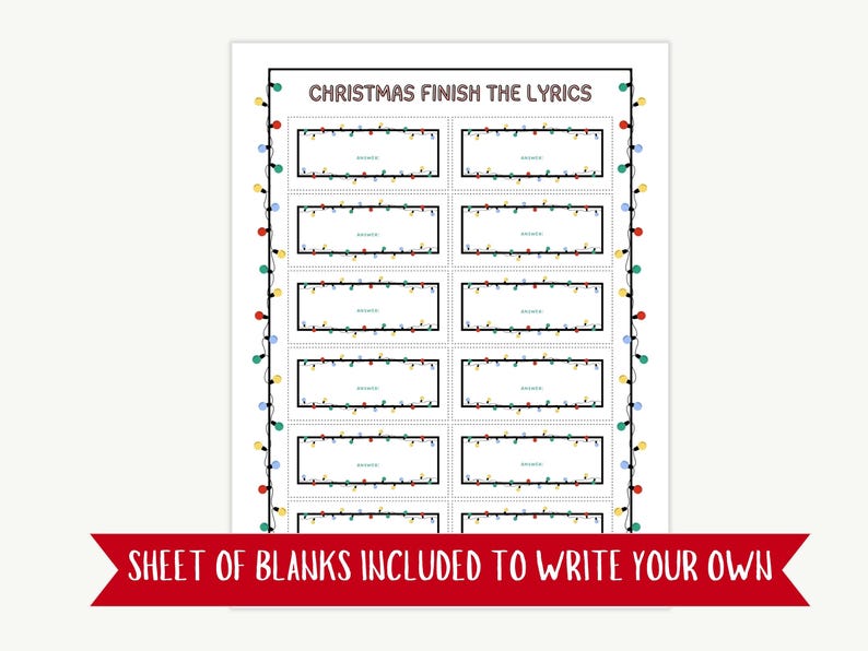Christmas Finish the Lyrics Christmas Song Game Finish the Christmas ...