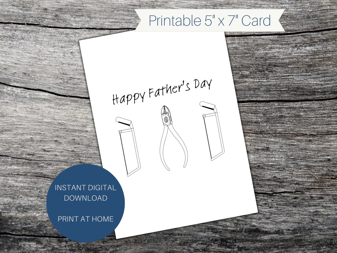 Tools Father's Day Card Printable, DIY Dad Greetings Card for Daddy ...