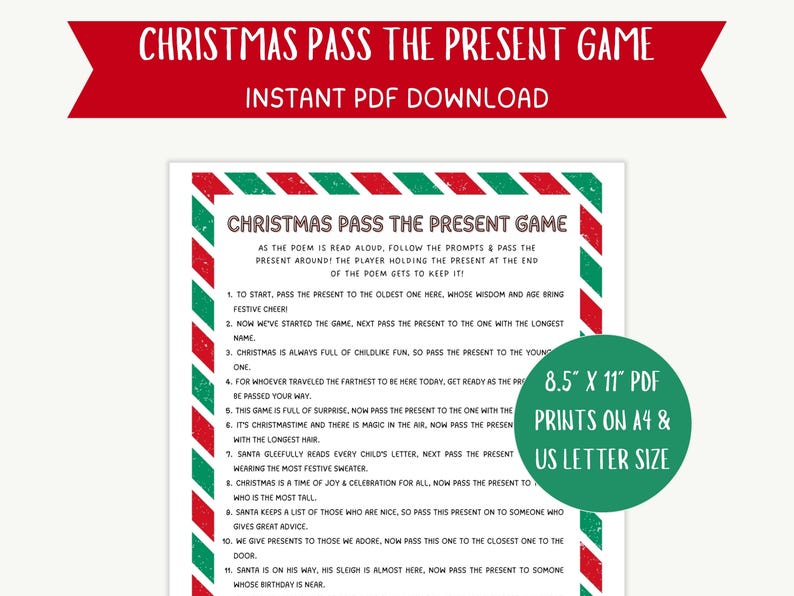 Christmas Pass the Present Game, Pass the Present Christmas Pass the ...