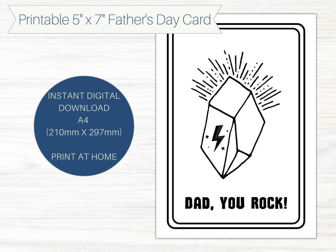 Printable Father's Day Card 5 X 7", Digital Card Template for Dad ...