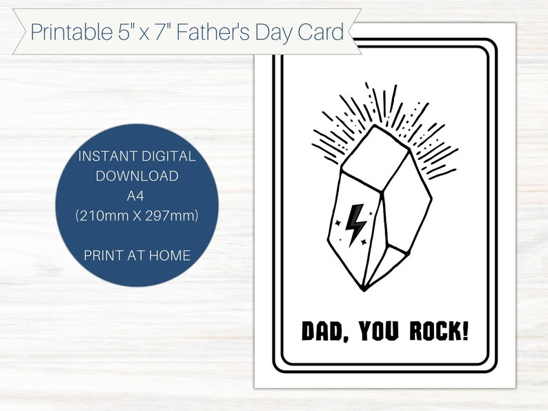 Printable Father's Day Card 5 X 7", Digital Card Template for Dad ...