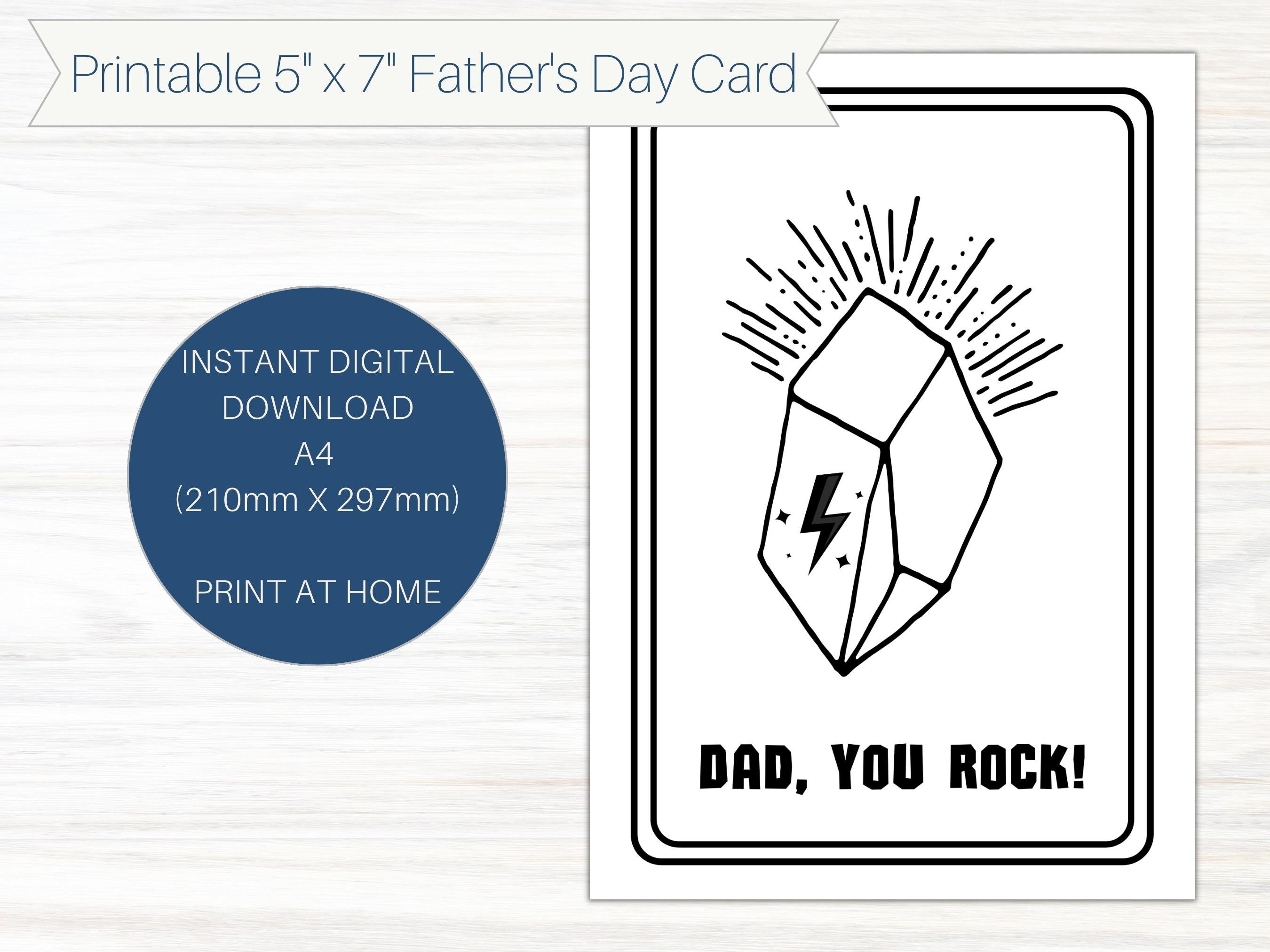 Printable Father's Day Card 5 X 7", Digital Card Template for Dad ...