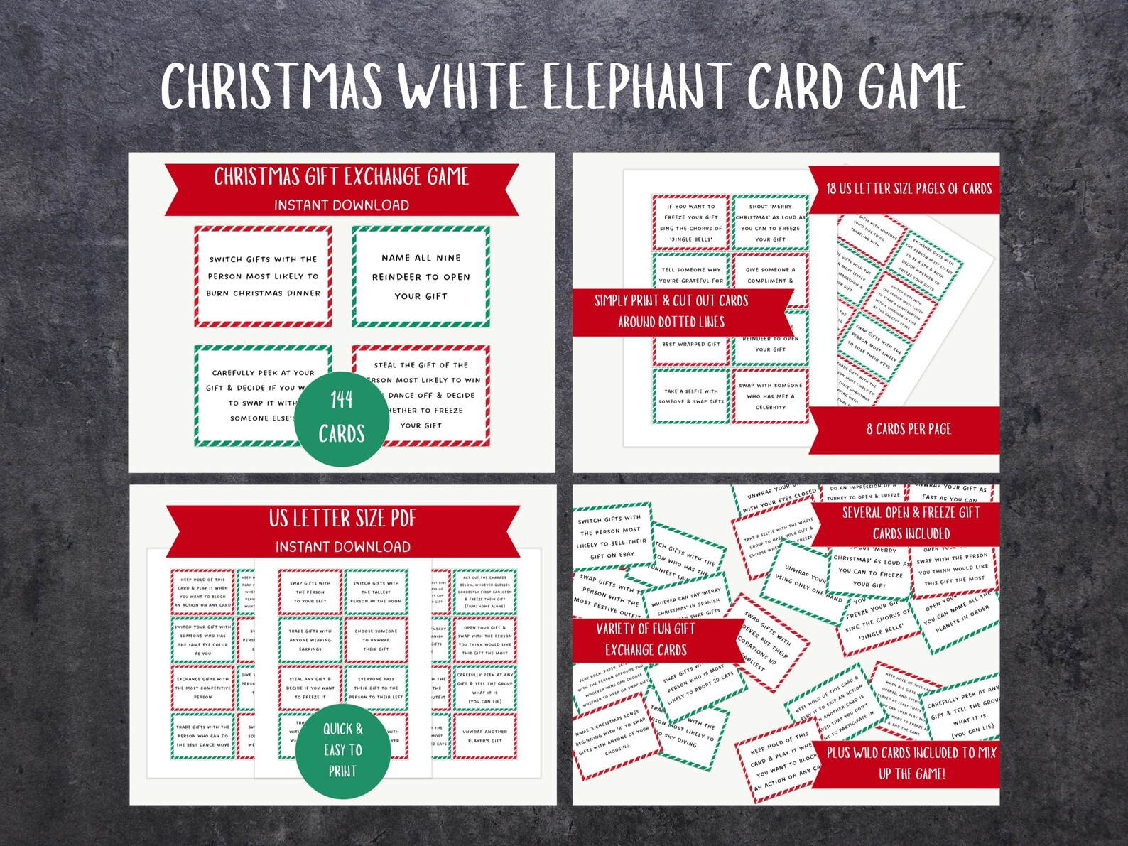 White Elephant Gift Exchange Left Right Games, Christmas Pass the ...