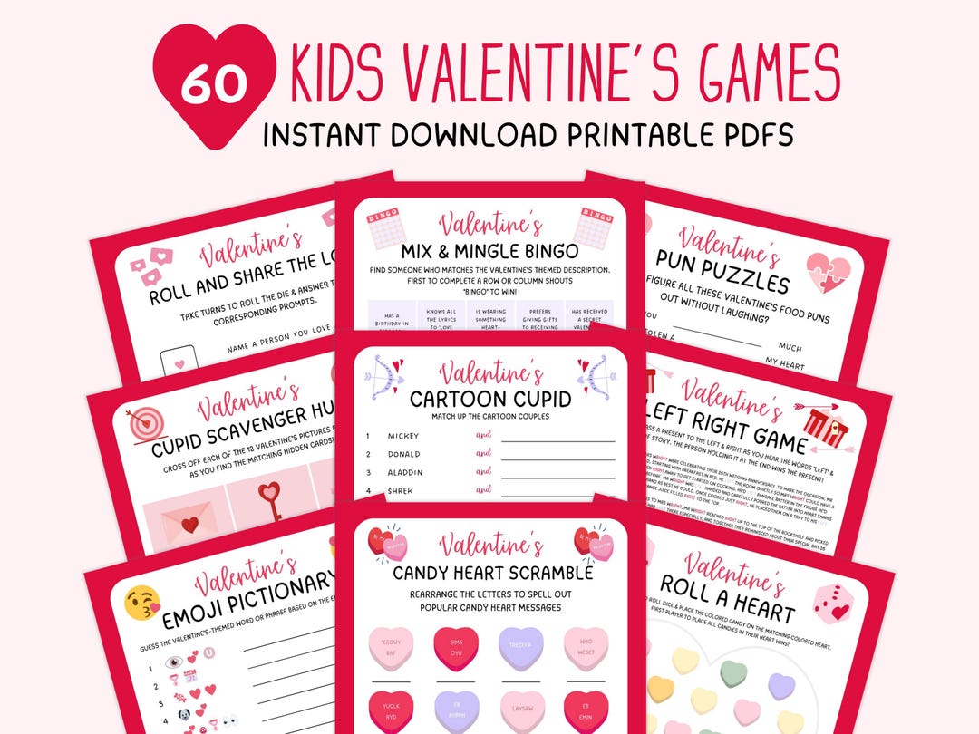 Kids Valentine Games Kids Valentines Day Games Kids Valentine Printable ...