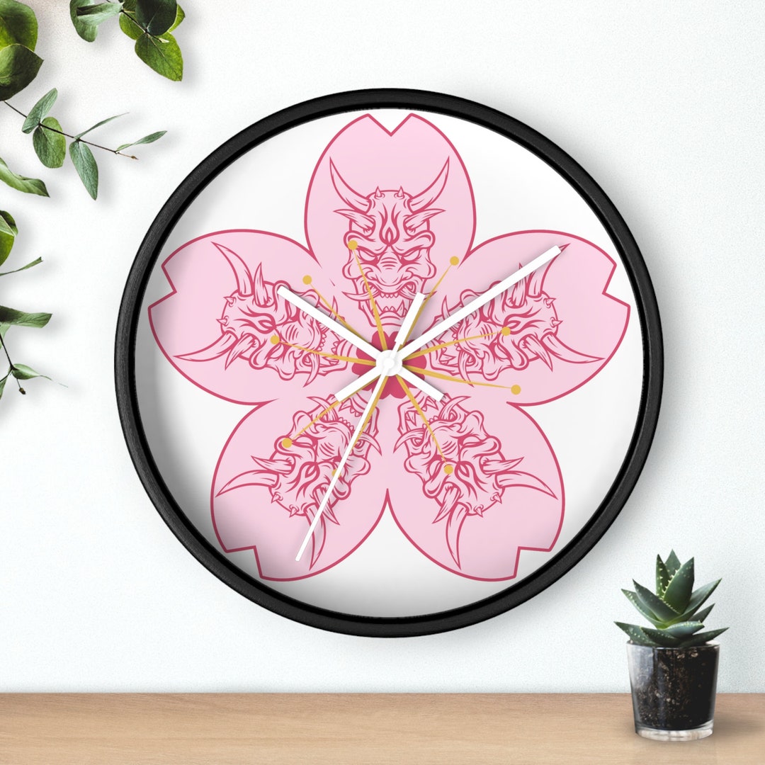 Sakura Oni Wall Clock Cherry Blossom Yokai Japanese Asian American Art ...