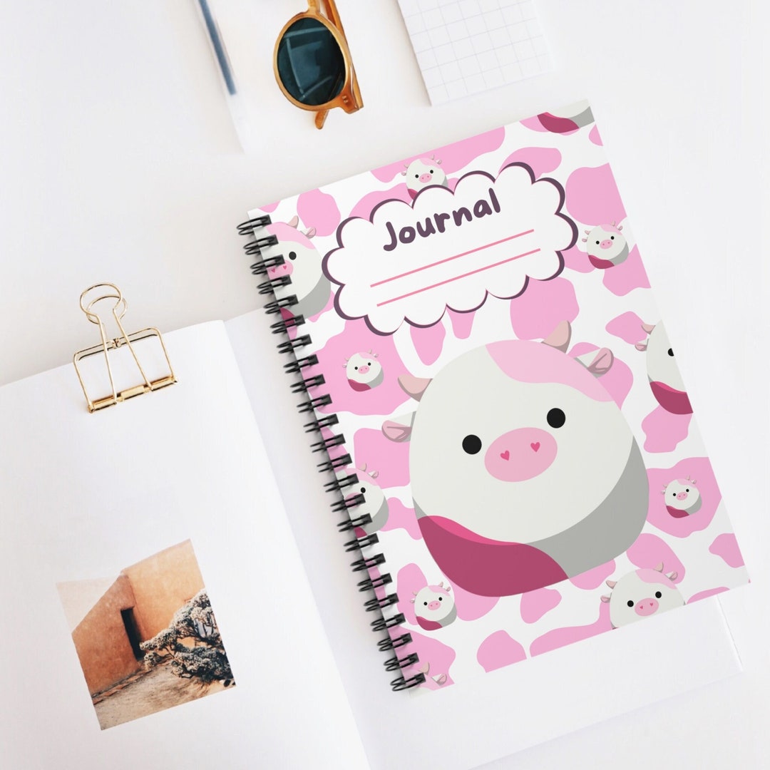 Cute Pink Caedyn Cow Squishmallow Spiral Notebook - Ruled Line Journal ...