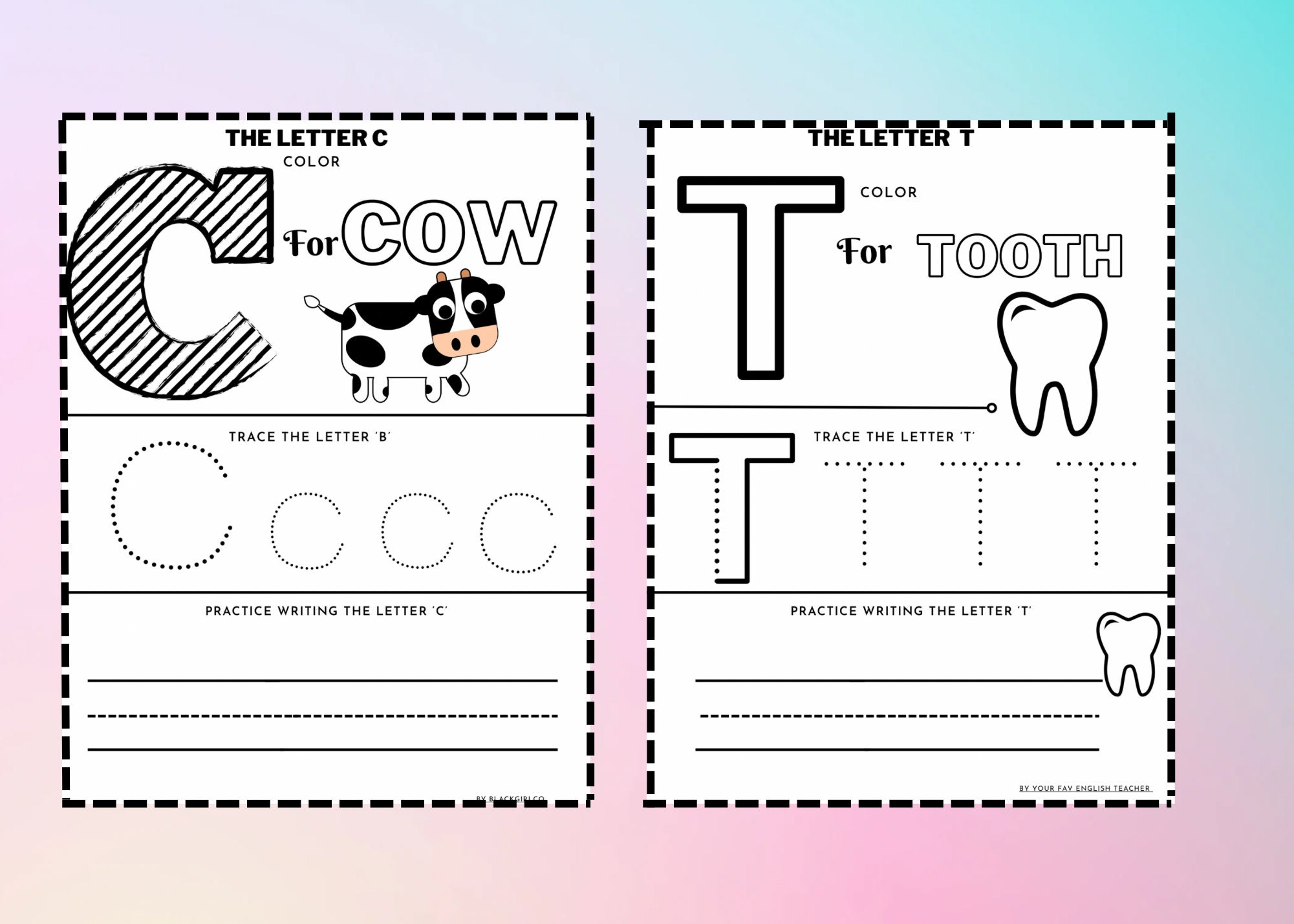 ABC Trace and Color Worksheets, Homeschool Worksheets, Printable A-Z ...