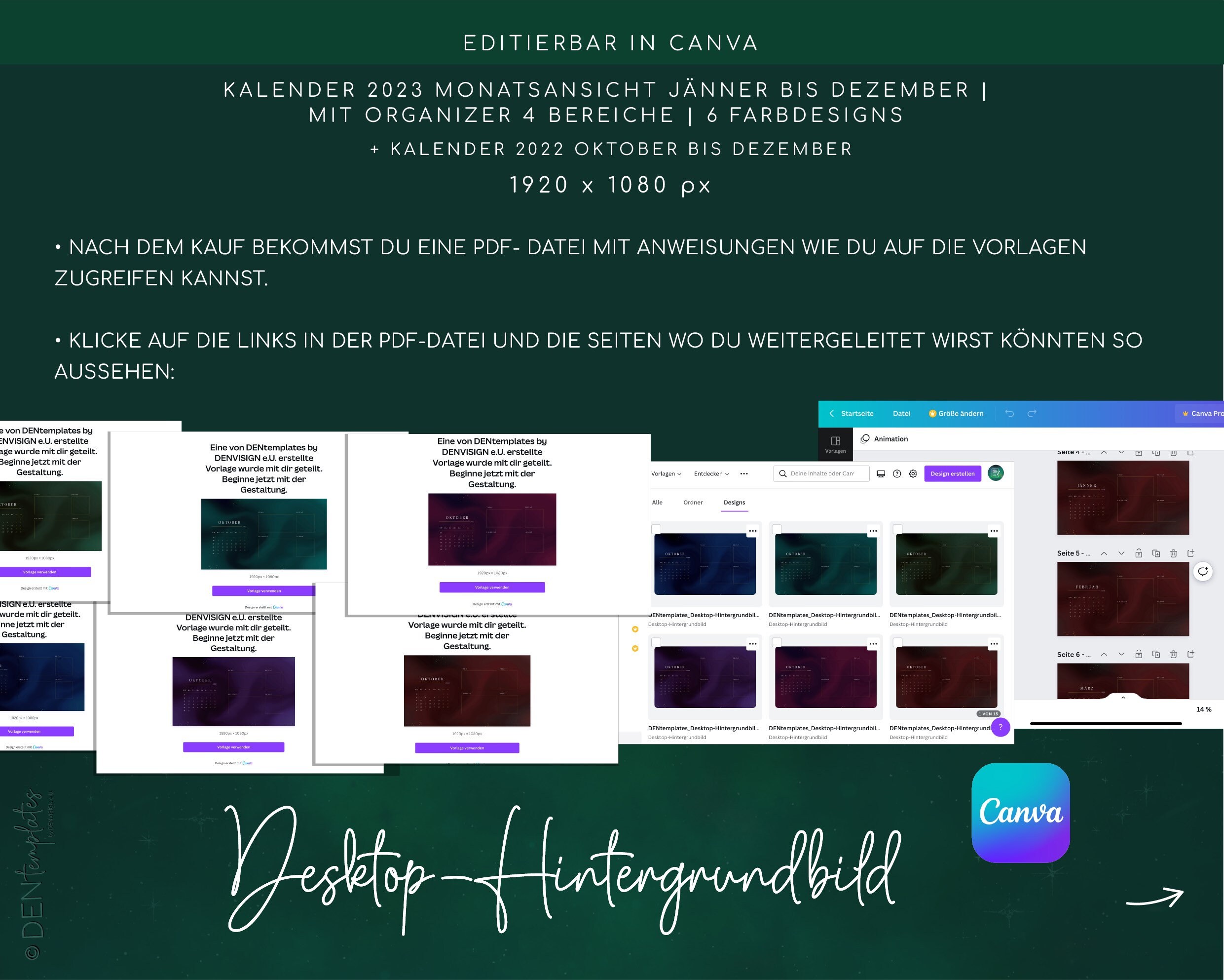 Desktop Wallpaper Template Editable Customizable Calendar Organizer ...