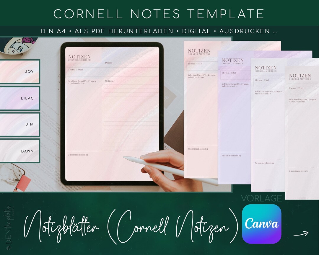 Notes Template Note Sheets Cornell Notes Template Editable Customizable ...