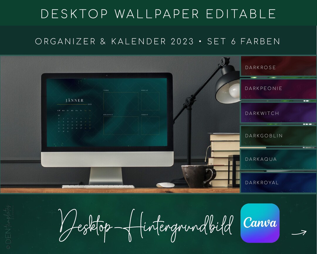 Desktop Wallpaper Template Editable Customizable Calendar - Etsy