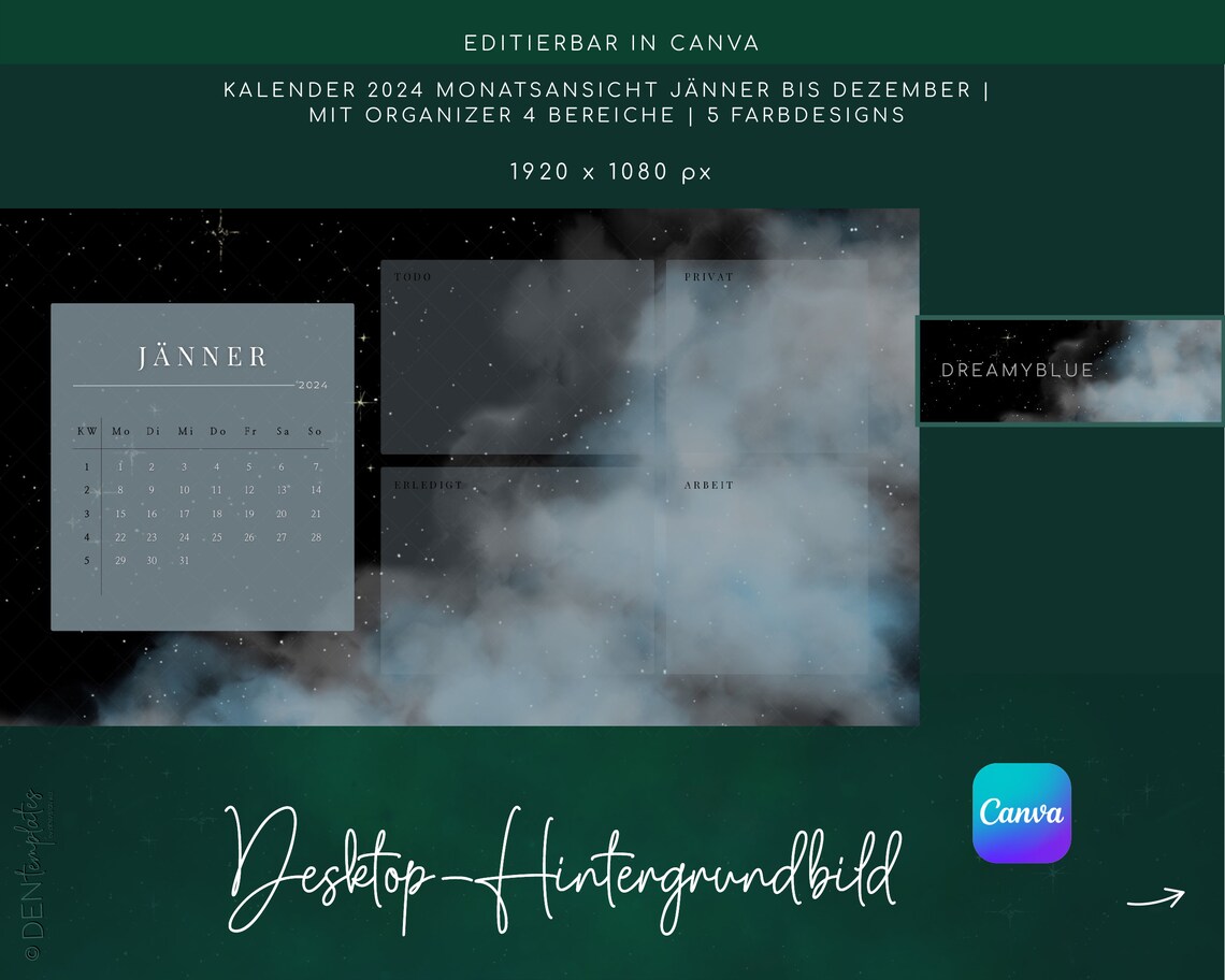 Desktop Wallpaper Template Editable Customizable Calendar Organizer ...