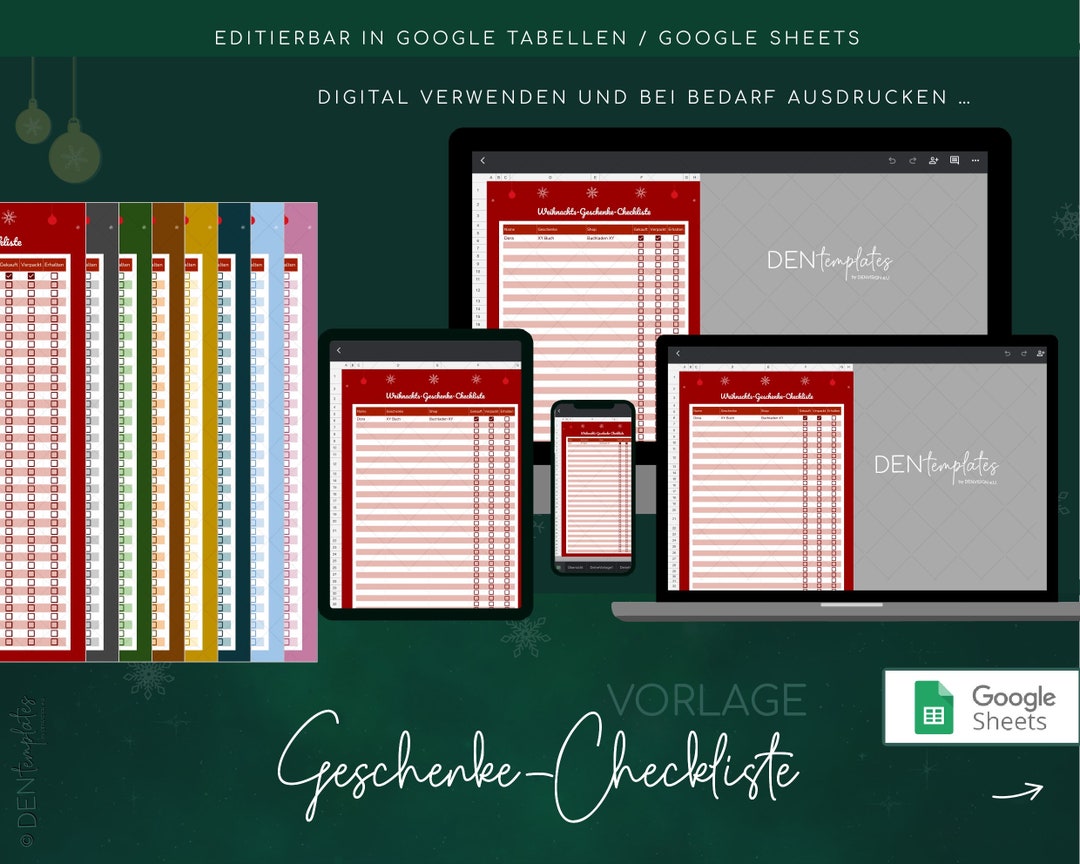 Gift Checklist Template | Customizable Present Checklist | Christmas ...