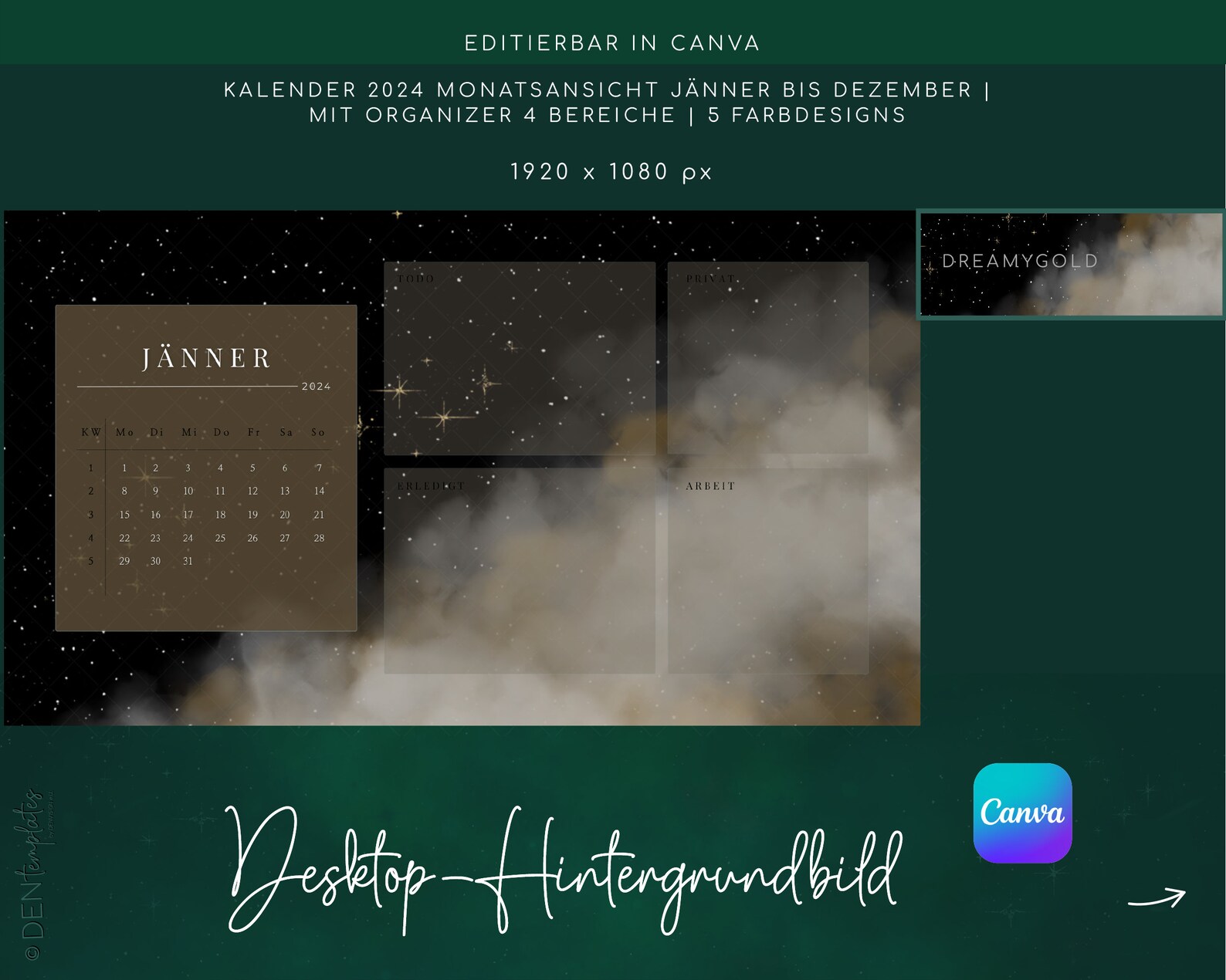 Desktop Wallpaper Template Editable Customizable Calendar Organizer ...