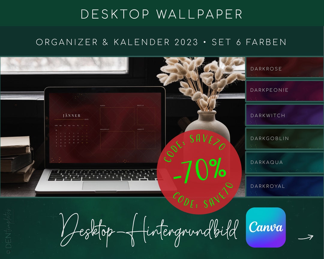 Desktop Wallpaper Template Editable Customizable Calendar Organizer ...