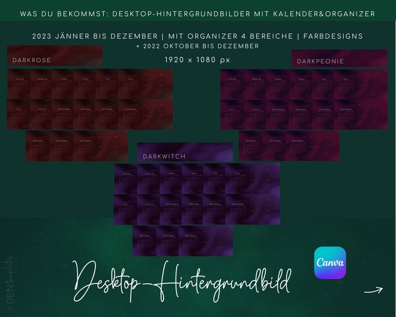 Desktop Wallpaper Template Editable Customizable Calendar Organizer ...