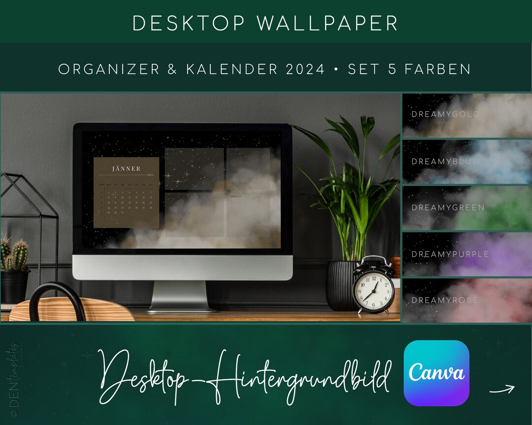 Desktop Wallpaper Template Editable Customizable Calendar Organizer ...