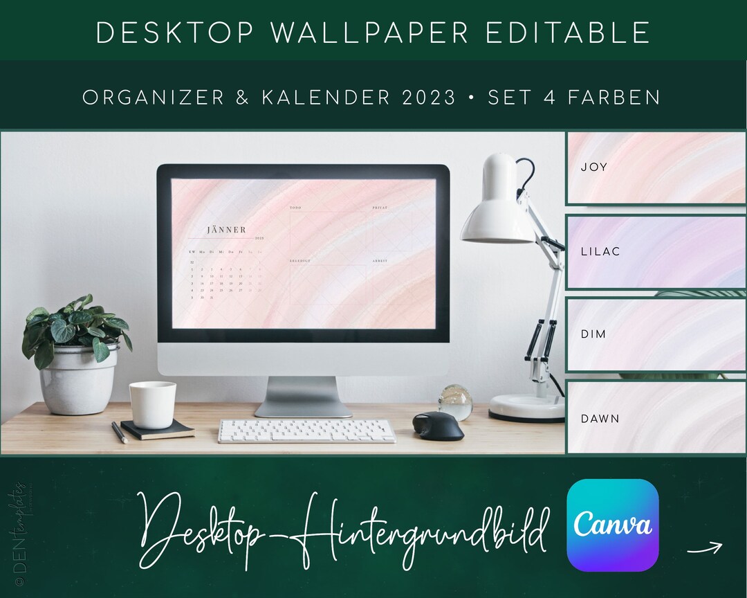 Desktop Wallpaper Template Calendar Organizer Customizable - Etsy