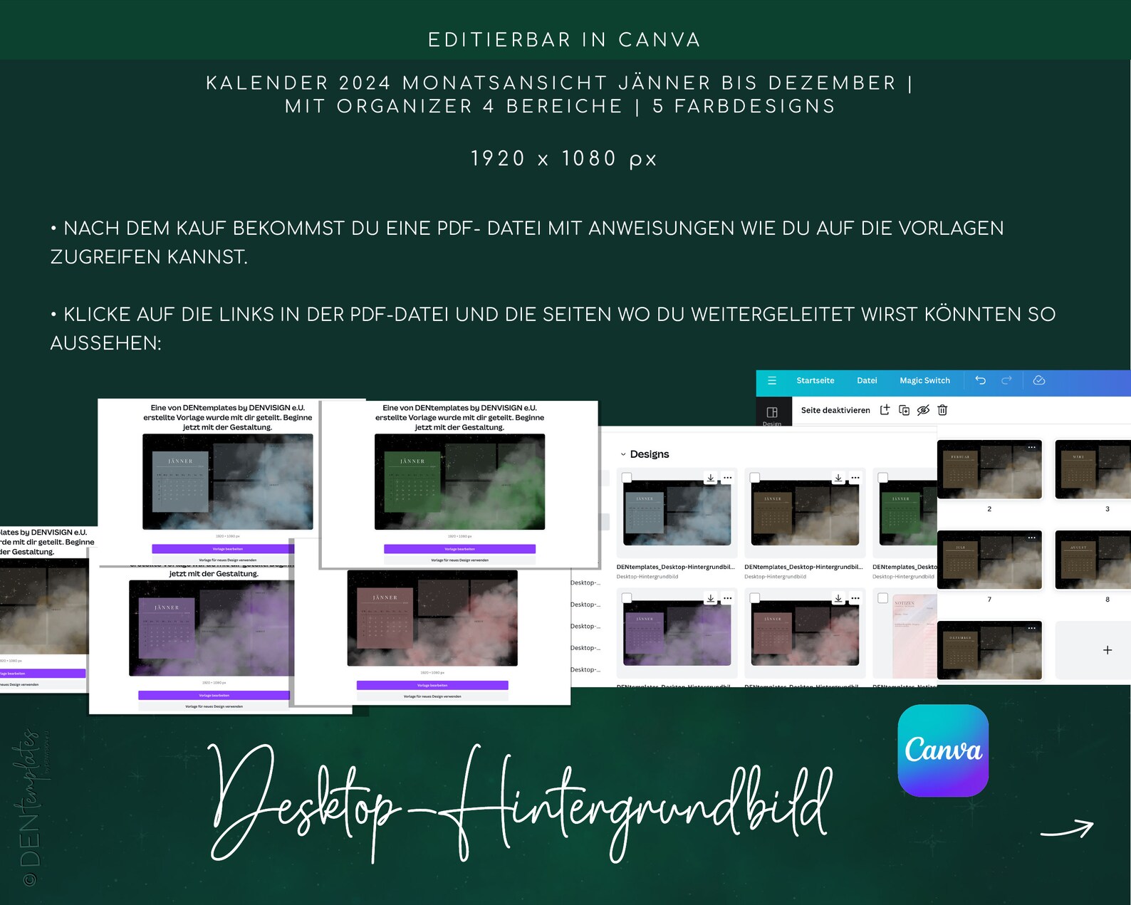 Desktop Wallpaper Template Editable Customizable Calendar Organizer ...