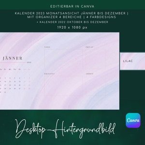 Desktop Wallpaper Template Calendar Organizer Customizable Editable ...