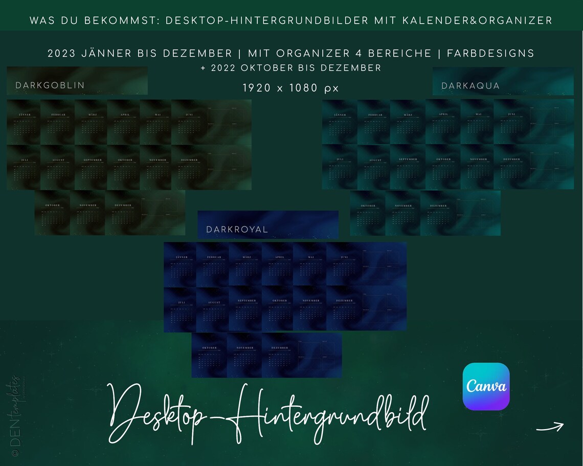 Desktop Wallpaper Template Editable Customizable Calendar - Etsy