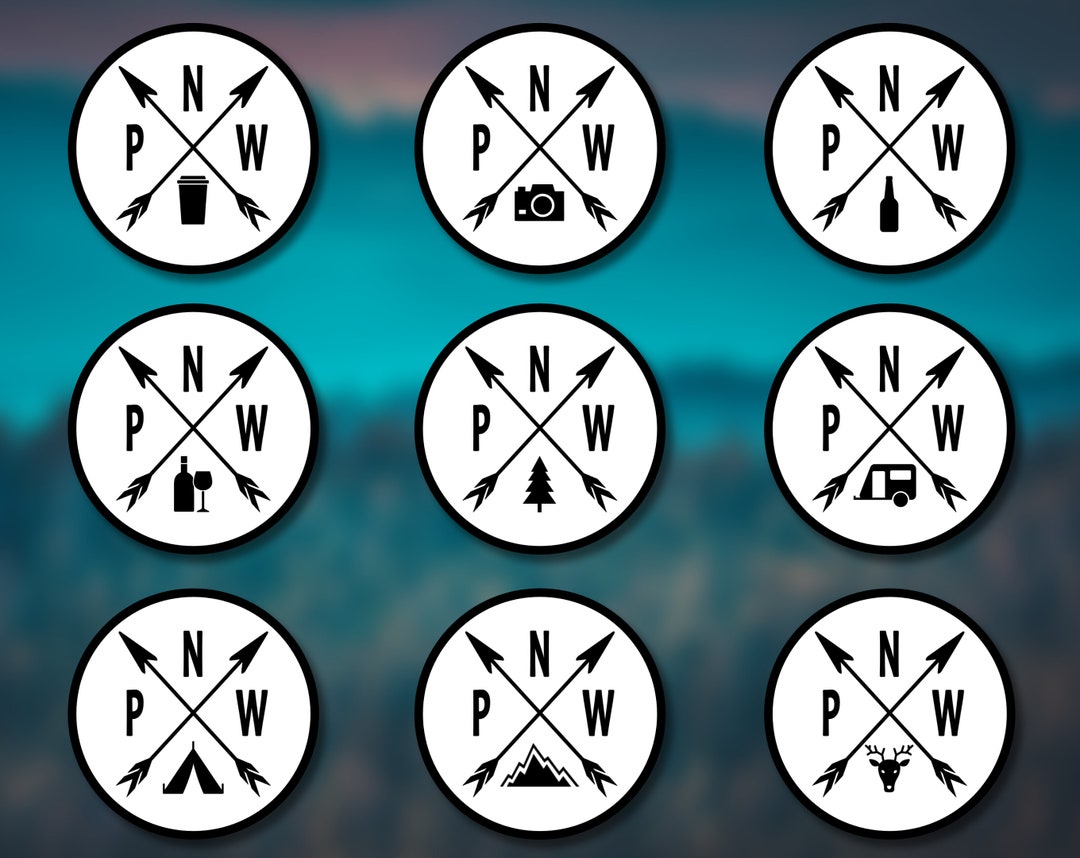 Pack of 9 PNW Cross Stickers - Etsy