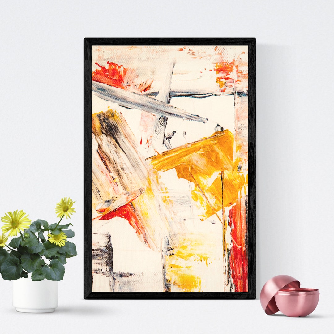 Printable Yellow & White Minimal Abstract Wall Art - Etsy