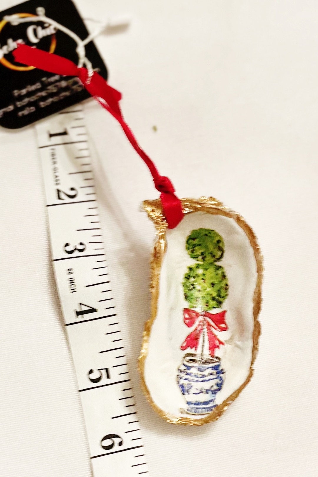 Holiday Topiary Chinoiserie & Nutcracker Oyster Shell Ornaments, Set of ...