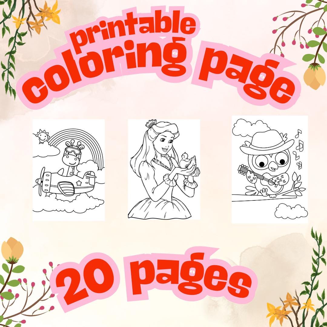 20 Pages of Coloring Pages Created for Children - Etsy