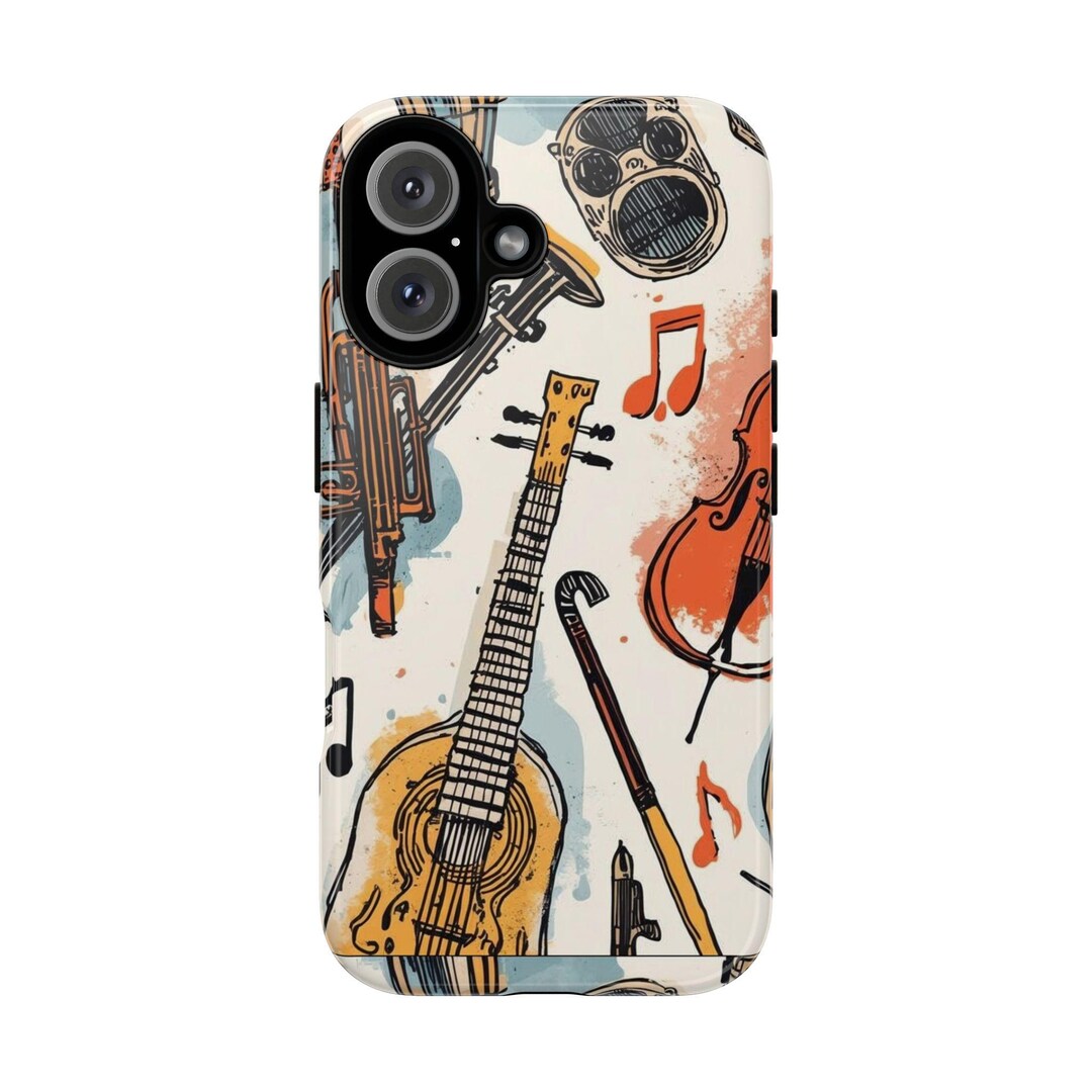 Watercolor Acoustic Instruments Phone Case | Guitar Violin Cello Music ...
