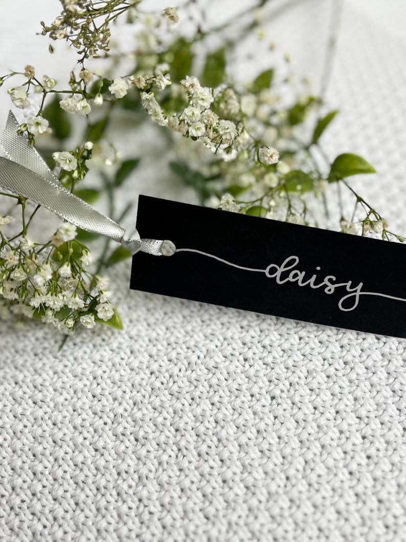 Handwritten Name Cards With Ribbon - Black - Etsy UK