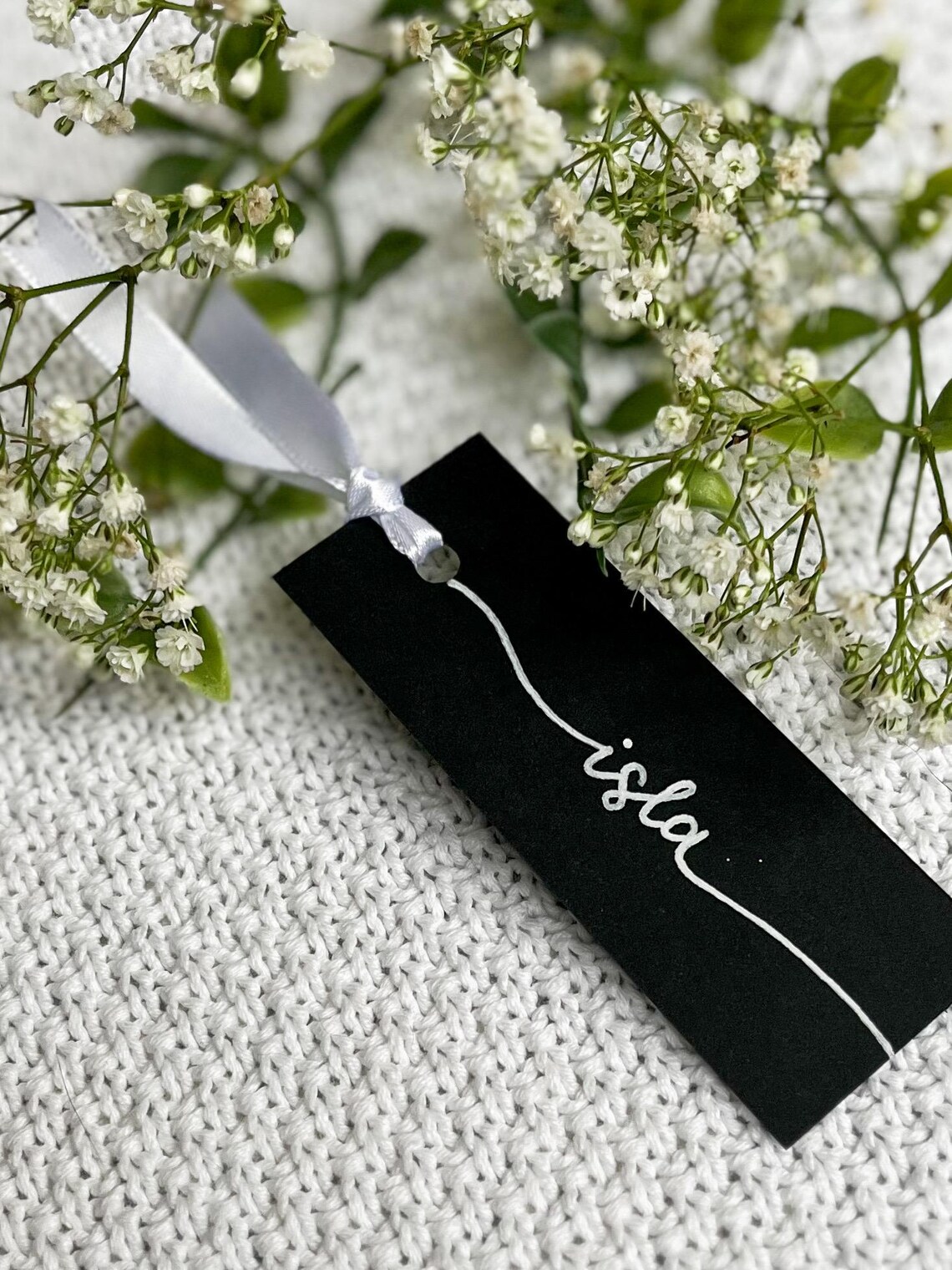 Handwritten Name Cards With Ribbon - Black - Etsy UK