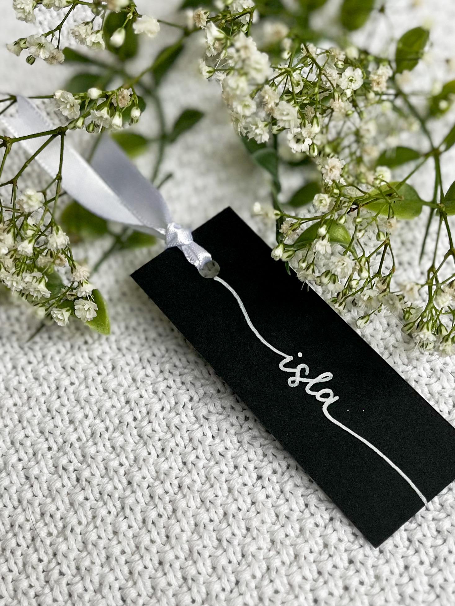 Handwritten Name Cards With Ribbon - Black - Etsy UK