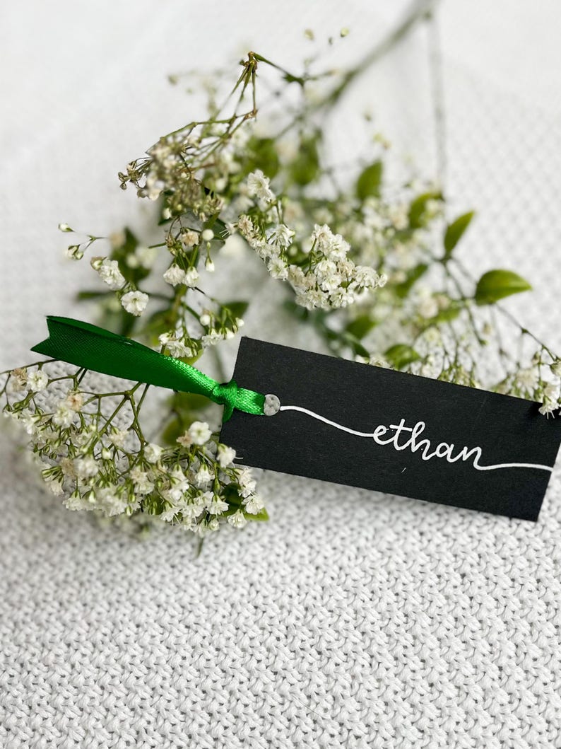 Handwritten Name Cards With Ribbon - Black - Etsy UK