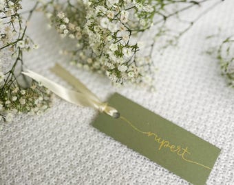 Handwritten Name Cards With Ribbon - Black - Etsy UK