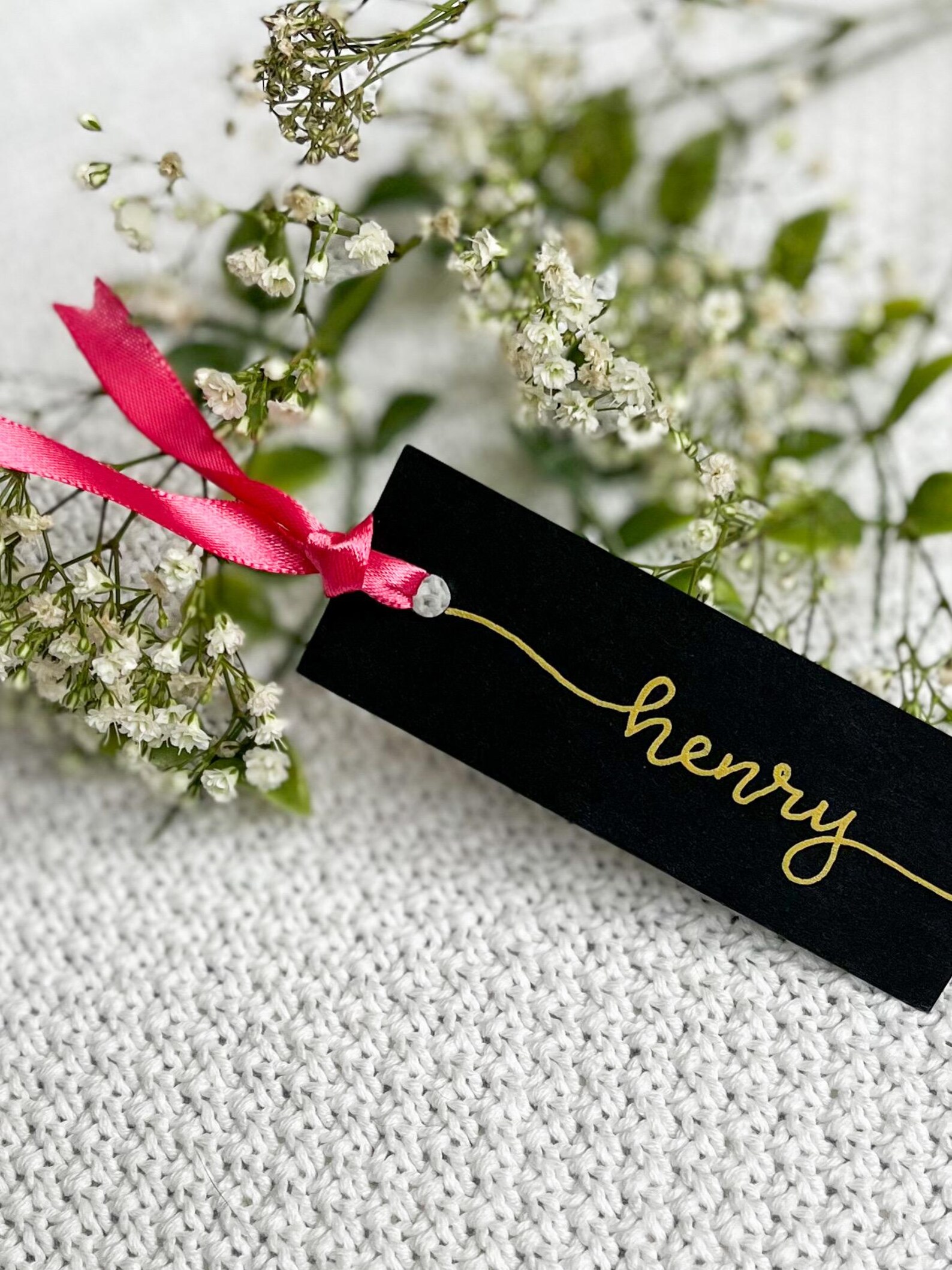 Handwritten Name Cards With Ribbon - Black - Etsy UK