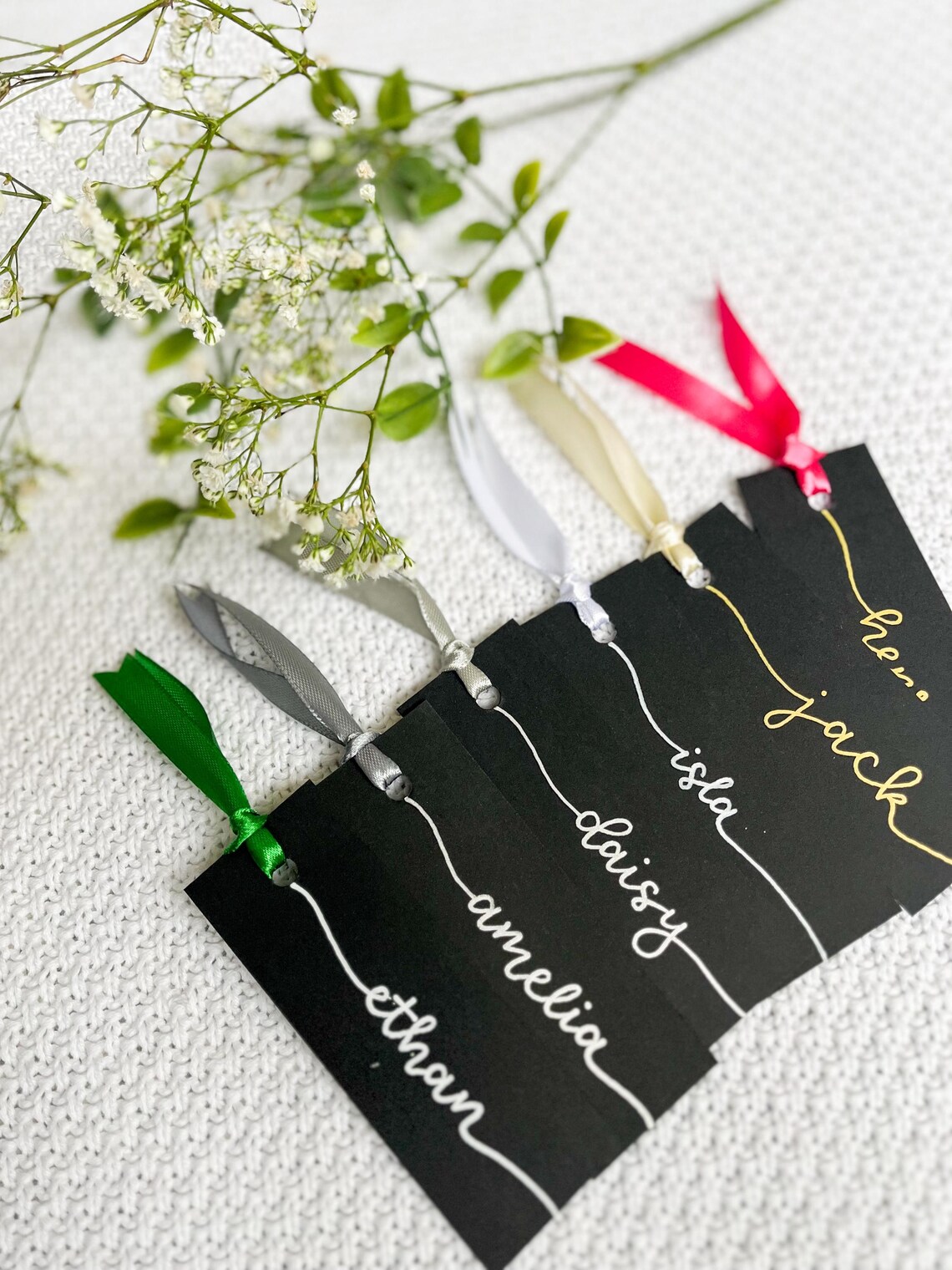 Handwritten Name Cards With Ribbon - Black - Etsy UK