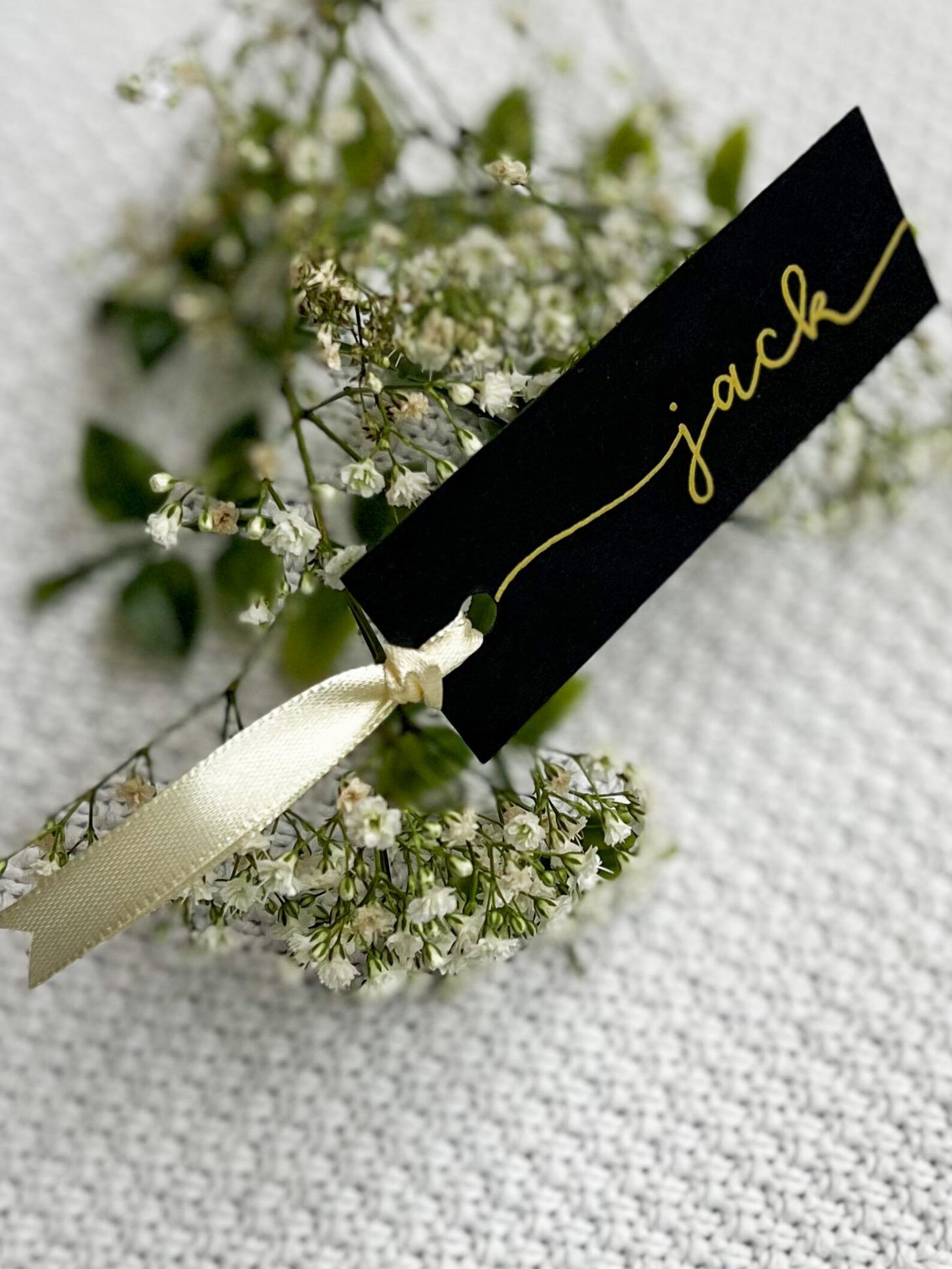 Handwritten Name Cards With Ribbon - Black - Etsy UK