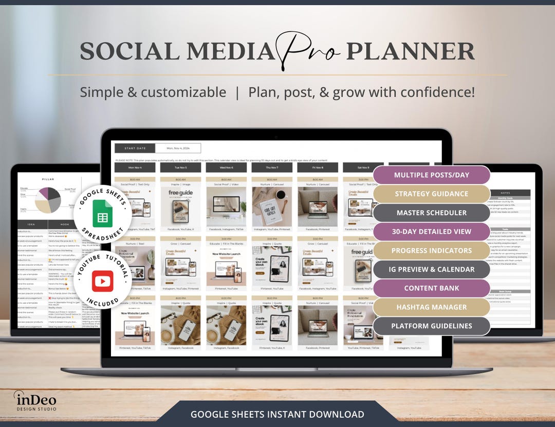 Social Media Content Planner Google Sheet Social Media Management ...