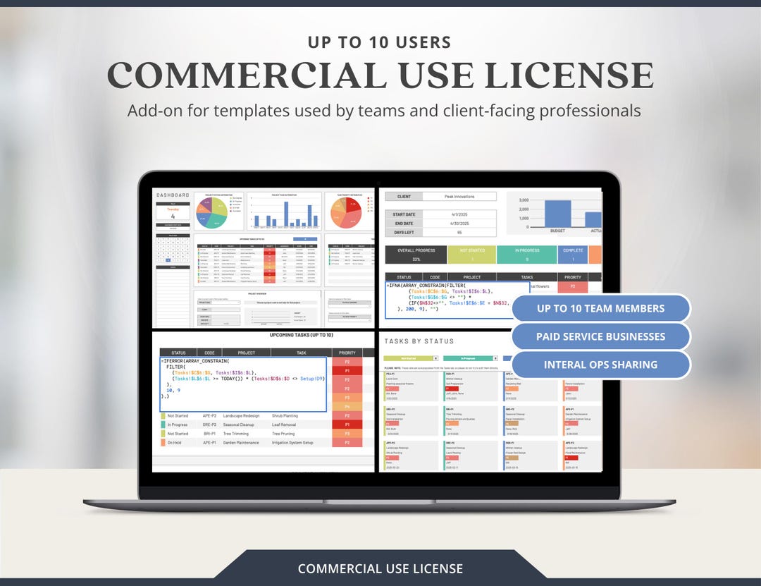 Commercial Use Digital License for Spreadsheet Templates | Extended ...