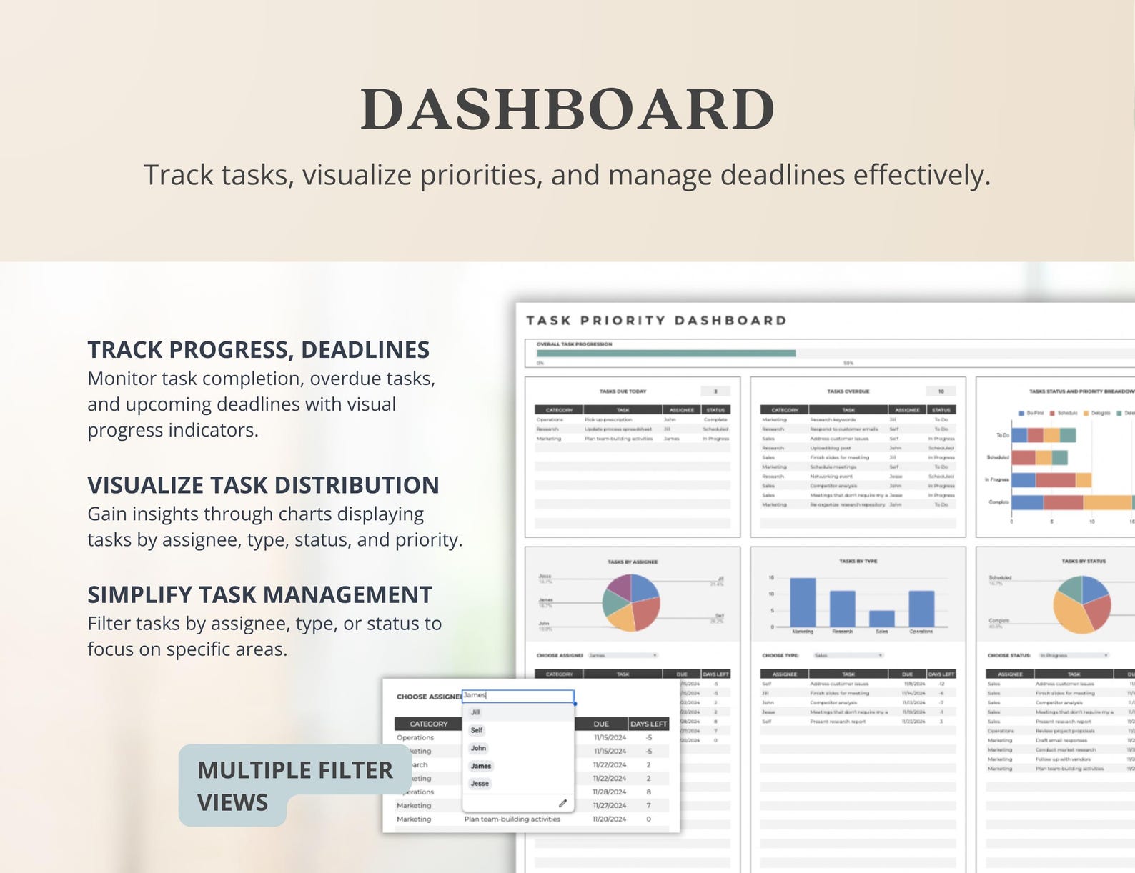 Task Manager Google Sheet Task Tracker Management Priority Matrix ...