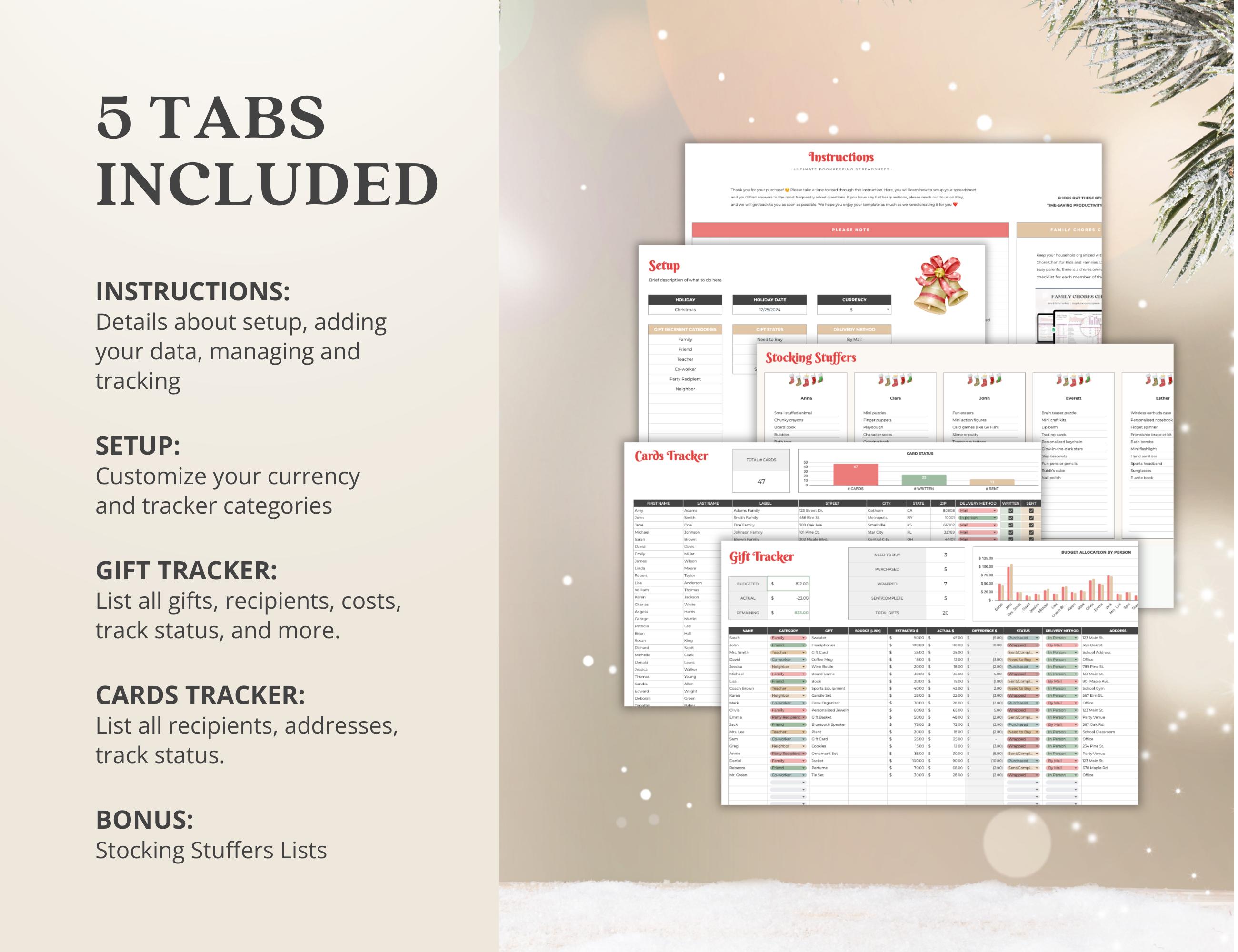Christmas Gift Tracker Spreadsheet Budget Tracker Google Sheets Holiday ...