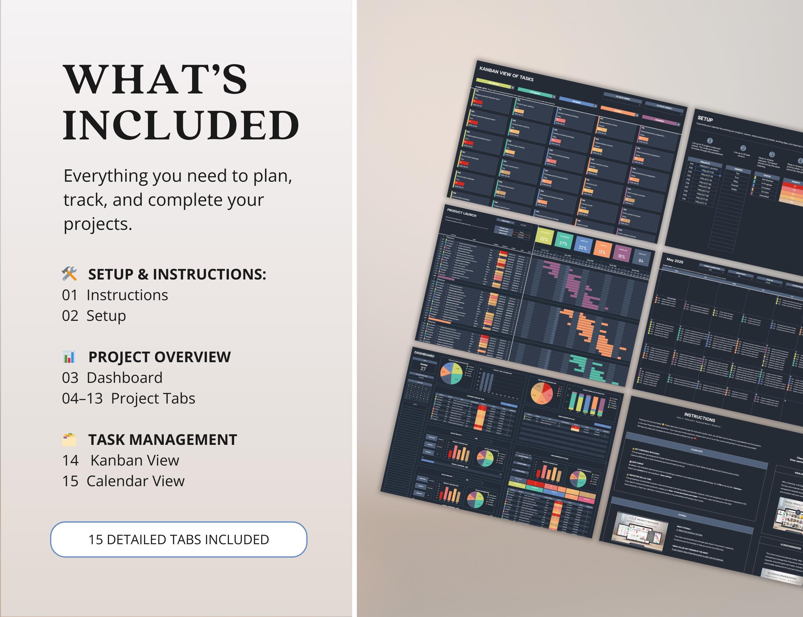 Project Manager Planner Multi Project Management Template Gantt Chart ...