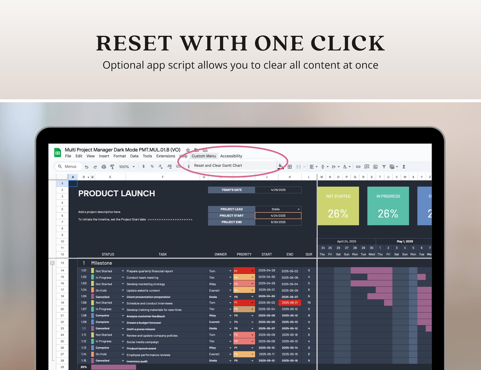 Project Manager Planner Multi Project Management Template Gantt Chart ...